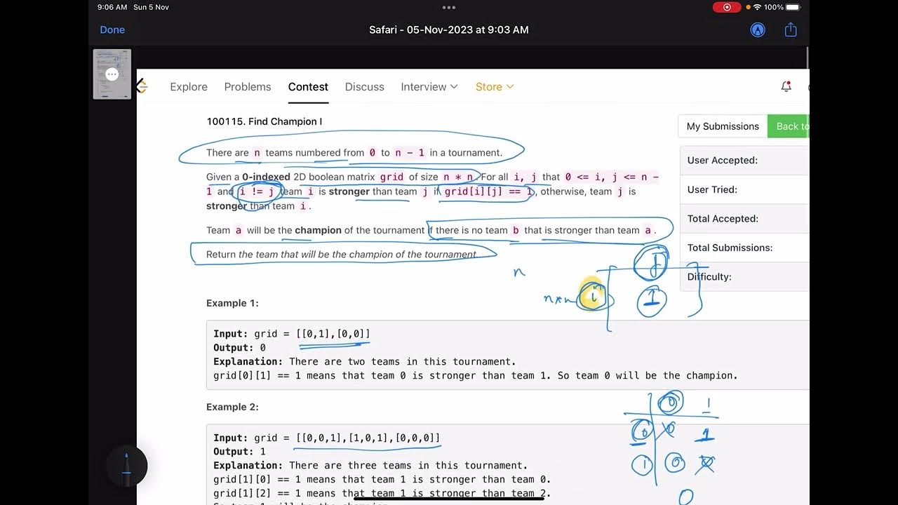 Leetcode Weekly contest 370 - Easy - Find Champion I - YouTube