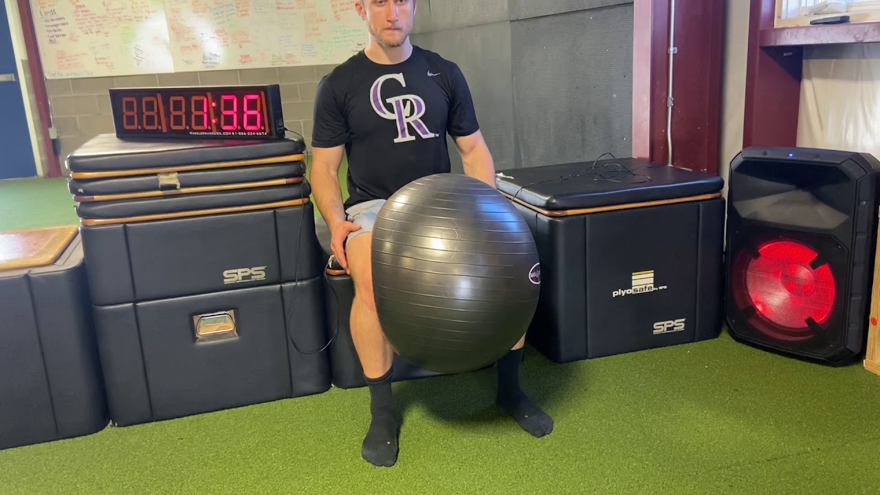 Seated Groin Squeeze - Physioball - YouTube