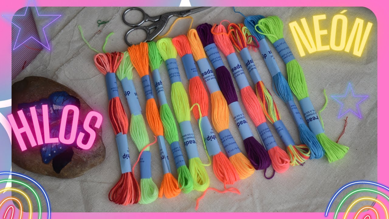 Hilos NEÓN / Hilos especiales para hacer pulseras / Hilos D.M.C - YouTube