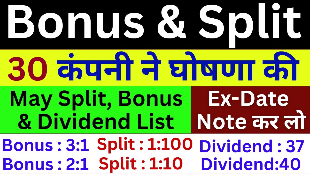 🟣 Split & Bonus Stocks, 🟣 Infosys 🟣 IEX 🟣 Bosch, & 30 Stocks Declared ...