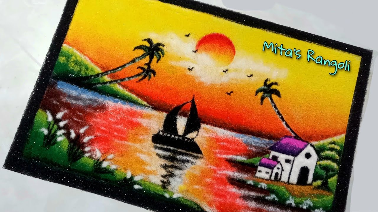 scenery poster rangoli for Happy new year || happy new year special ...