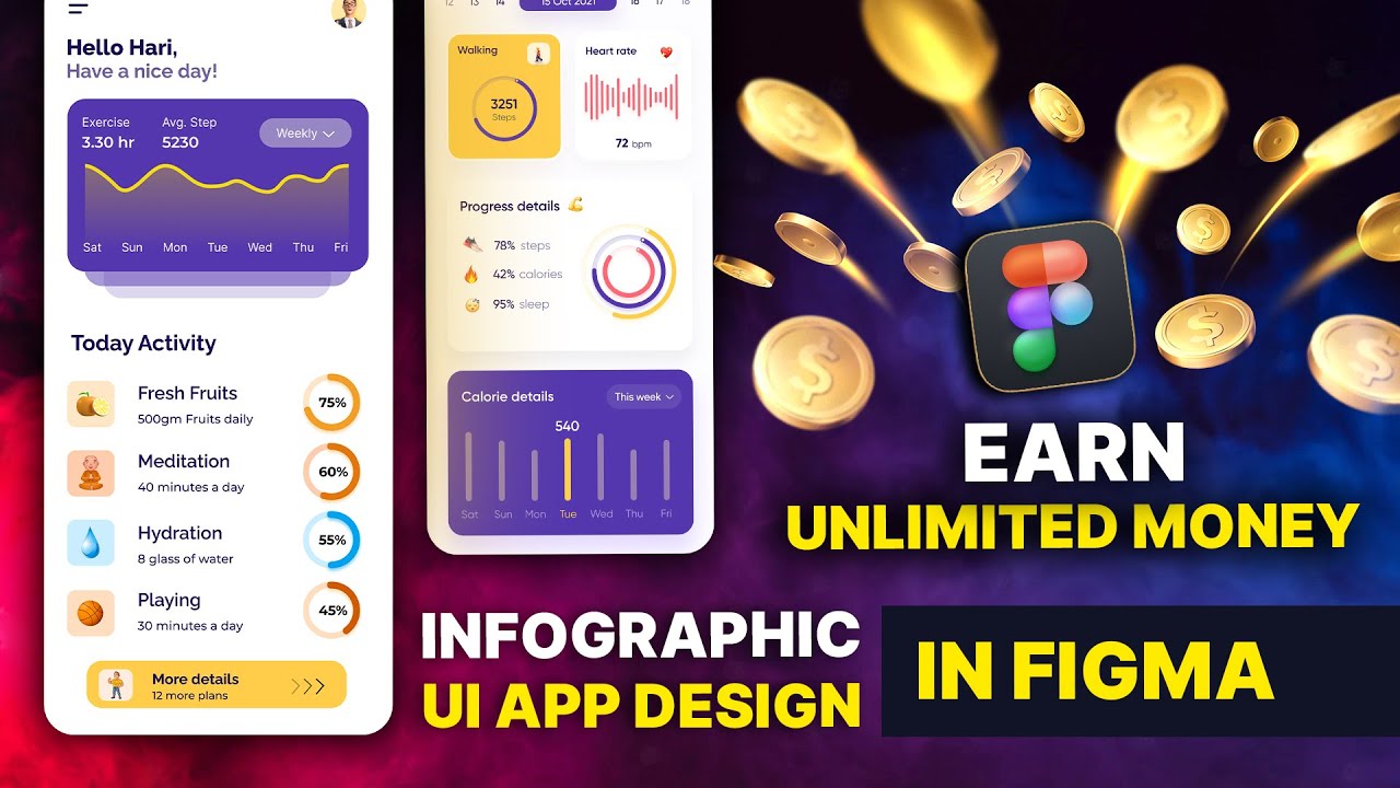 Earn Money Online | From Infographic UI App Design Tutorial - Figma 2023 (Hindi) - YouTube
