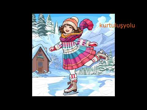 İnsan Boyama  2 - Karda Paten Kayan Çocuk