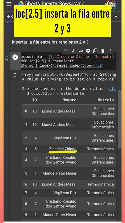 🐼 Insertar filas en un Dataframe | Posición determinada | Loc | Pandas | Python | Shorts - YouTube