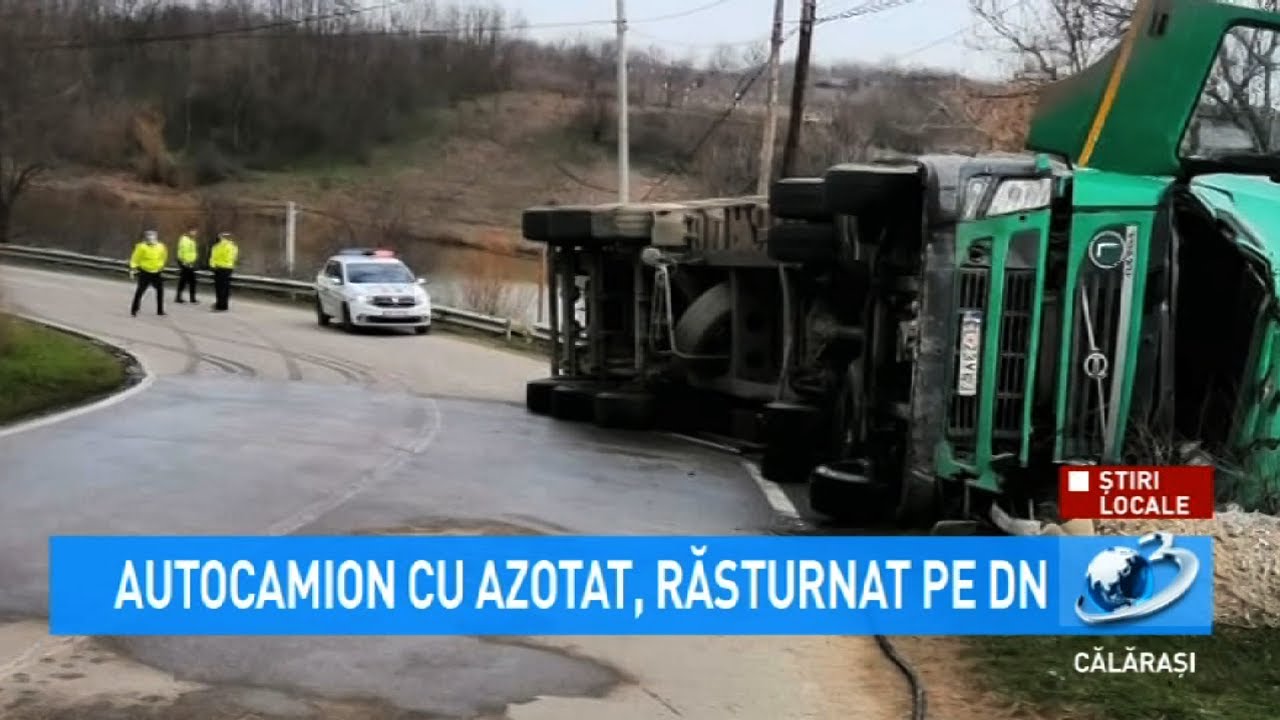 Autocamion cu azotat, răsturnat pe DN41 - YouTube