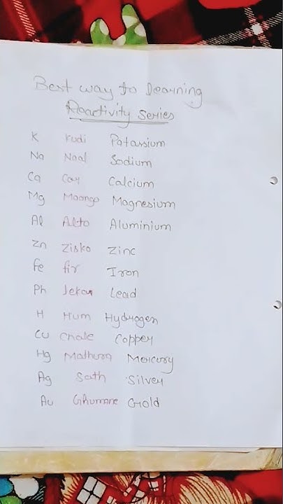 Best and easy way to learning reactivity series - YouTube