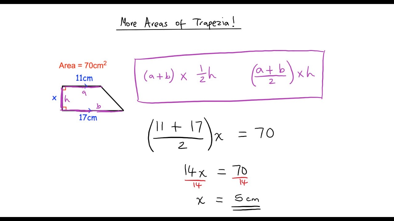 More Areas of Trapezia (missing side lengths) - YouTube