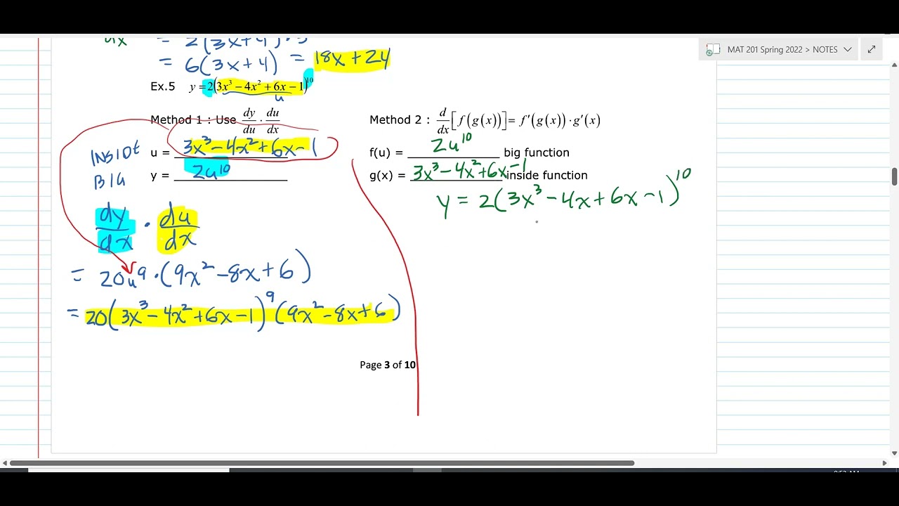 MAT 2410/201 Calculus I Section 3.6 Part 2 Differentiating a ...