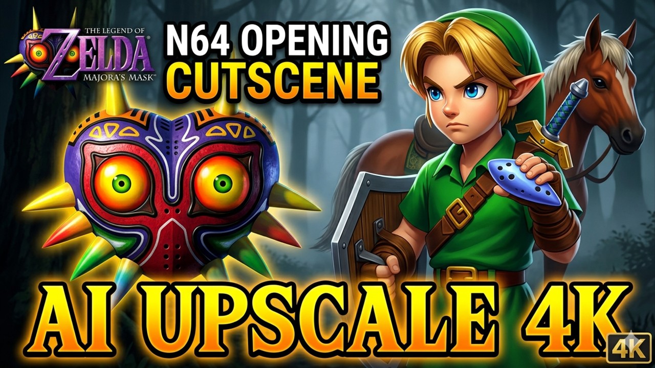 The Legend of Zelda Majora's Mask N64 Opening Cutscene AI Upscale 4K ...