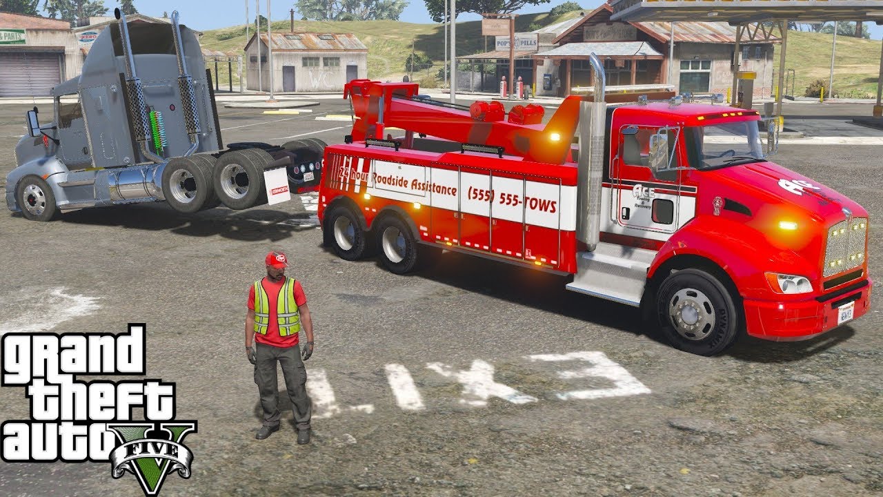 GTA 5 Real Life Mod #196 Rear Towing A Kenworth Semi Truck With A Heavy ...