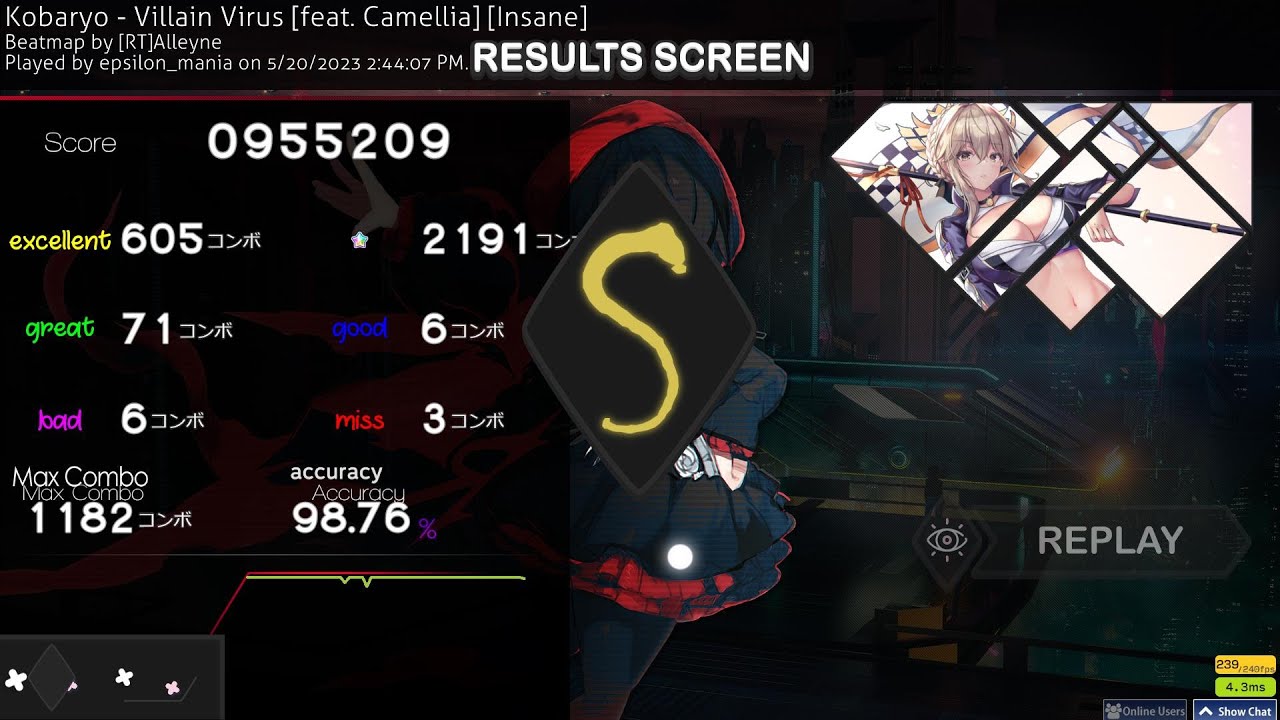 Kobaryo - Villain Virus feat. Camellia [Insane] 98.76% 1182x || Osu ...