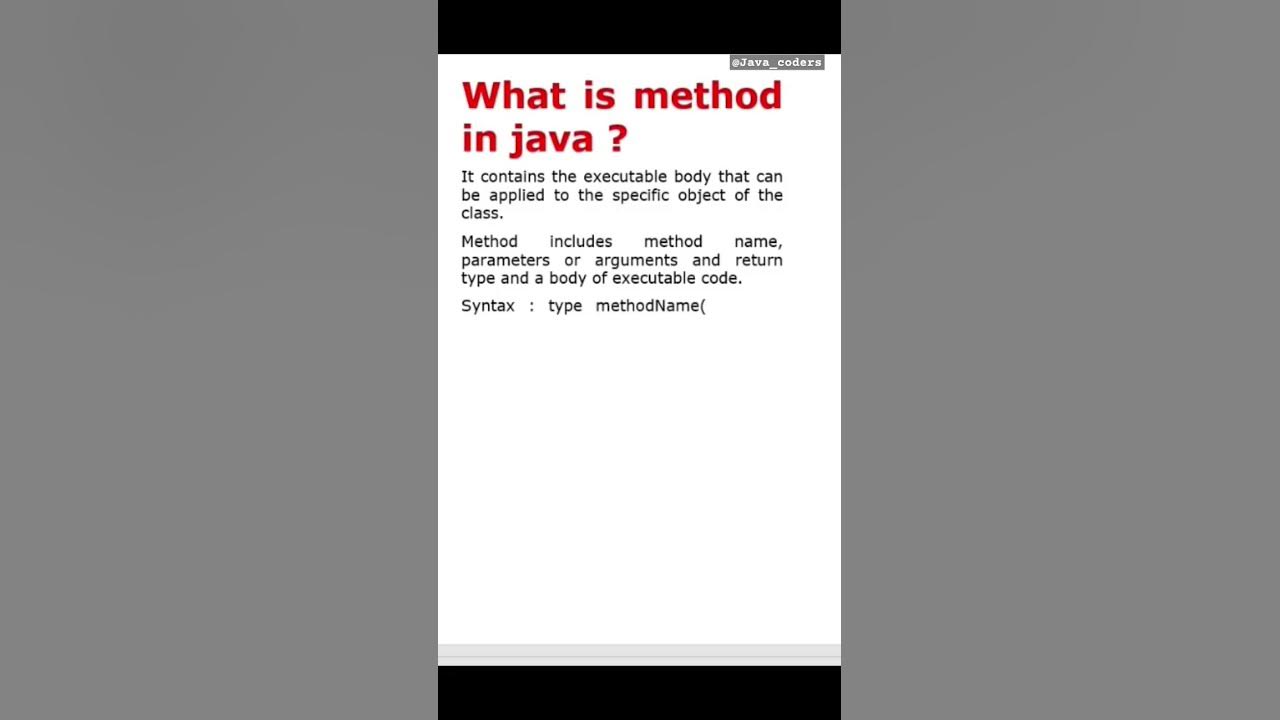 what is method in java? #method#java#java interview questions#springboot#java methods#javacoders ...