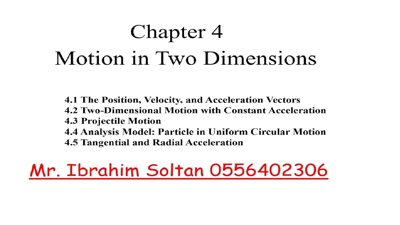 Physics 1 Physics 103 Chapter 4 Motion in Two Dimensions 7-10 - YouTube