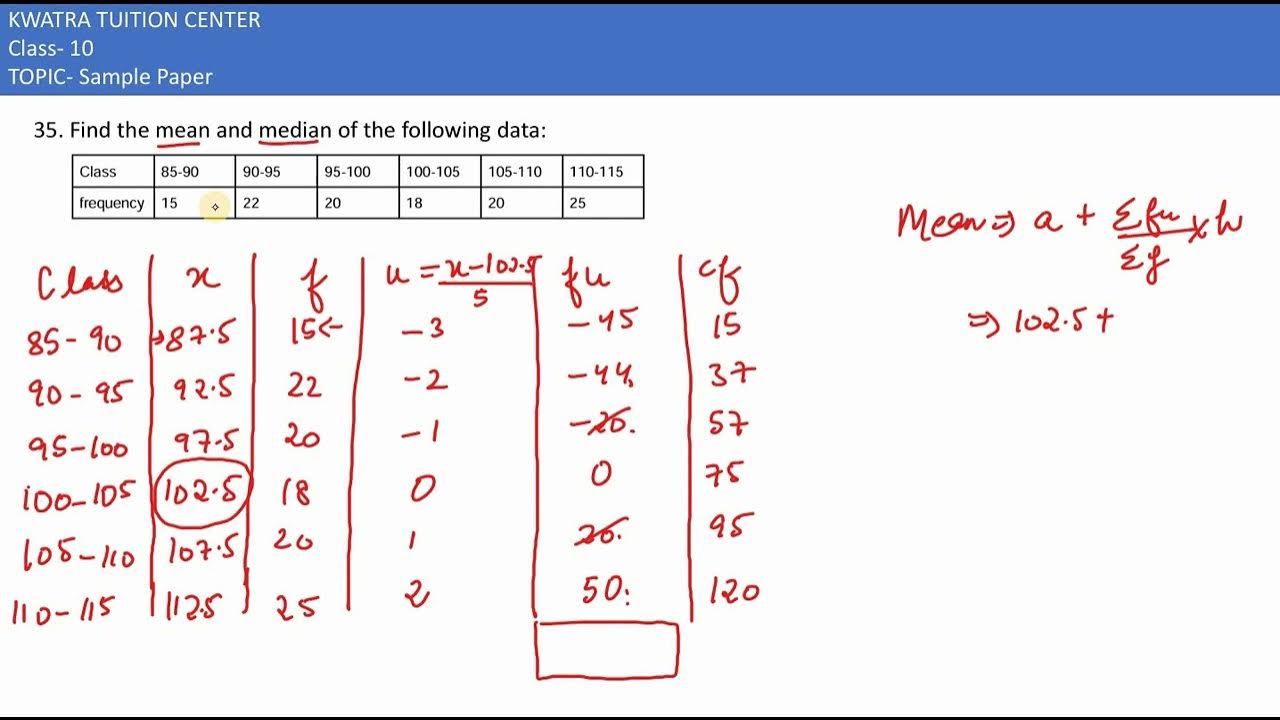 35. Find the mean and median of the following data: Class 85-90 90-95 ...