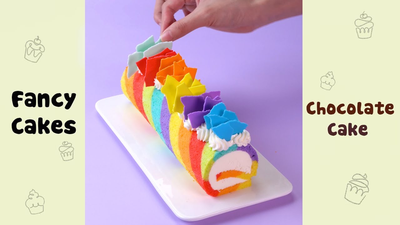 So Tasty Rainbow Roll Cake Decorating Ideas #shorts - YouTube