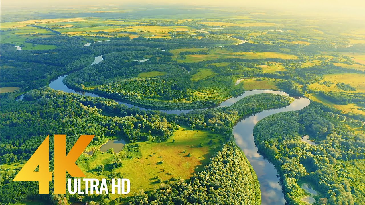 Bird's Eye View of Ukrainian Rivers - Desna River from Above - Ambient ...