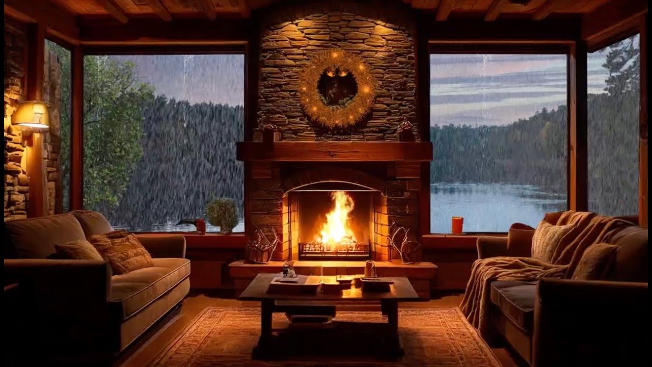 Cozy Rain on Lakeside Ambient with Gentle Rain falling and Relaxing ...