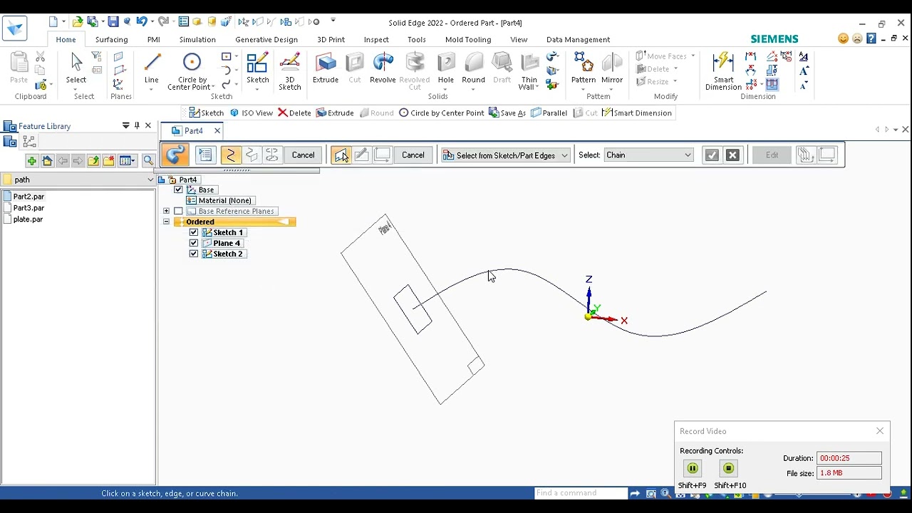 Solid Edge Sweep Command II THE SUNCAD AHMEDABAD - YouTube