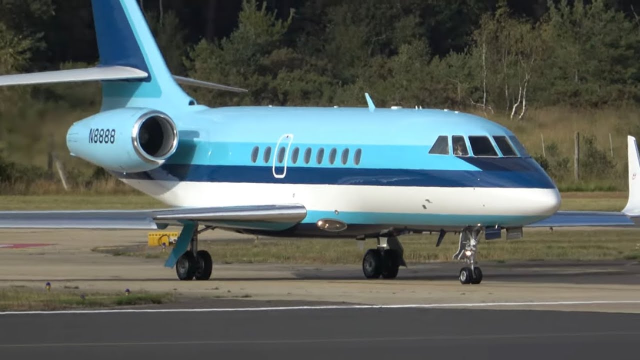 Farnborough. Dassault Falcons. N8888 2000 and M-DUBS Falcon 7X. # ...