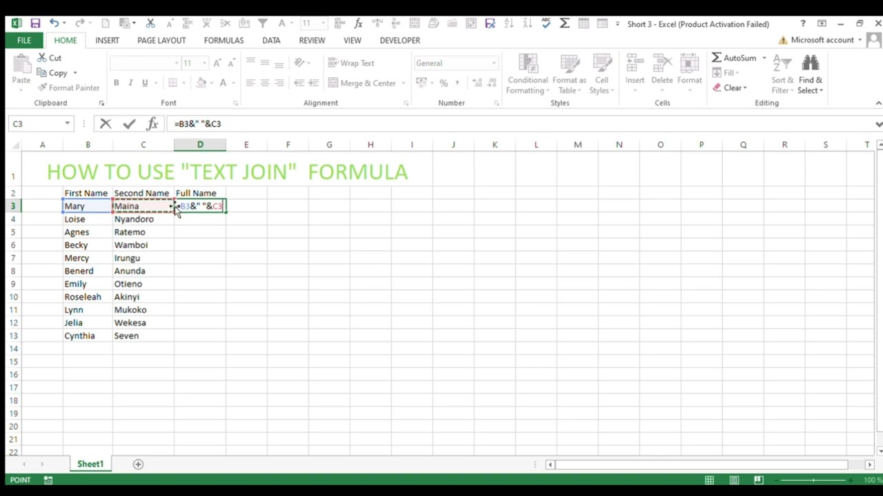 TEXT JOIN FORMULA IN EXCEL YouTube TEXT JOIN FORMULA IN EXCEL YouTube