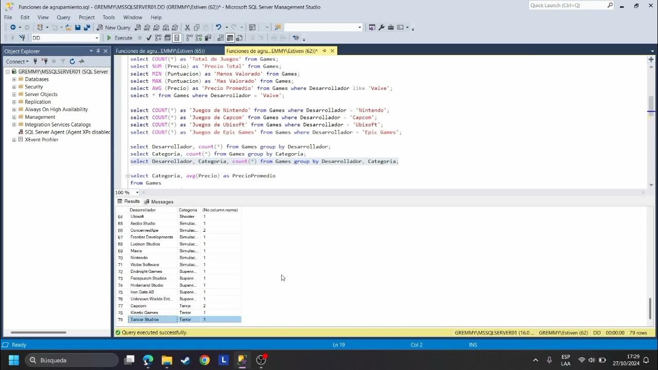 Clase semana 9: Funciones de Agrupamiento - SQL SERVER - YouTube