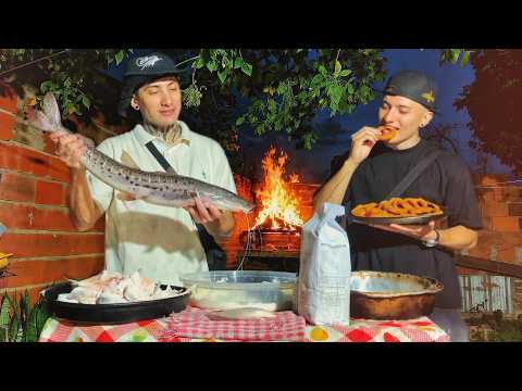 IRL COCINA CON LA BANDA, Pescado Frito y Aros De Cebolla🔥🍘