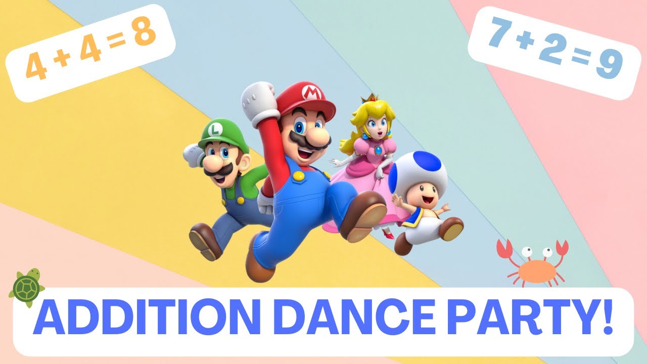 Super Mario Ocean Addition Dance Party! Math Movement Learning Activity ...
