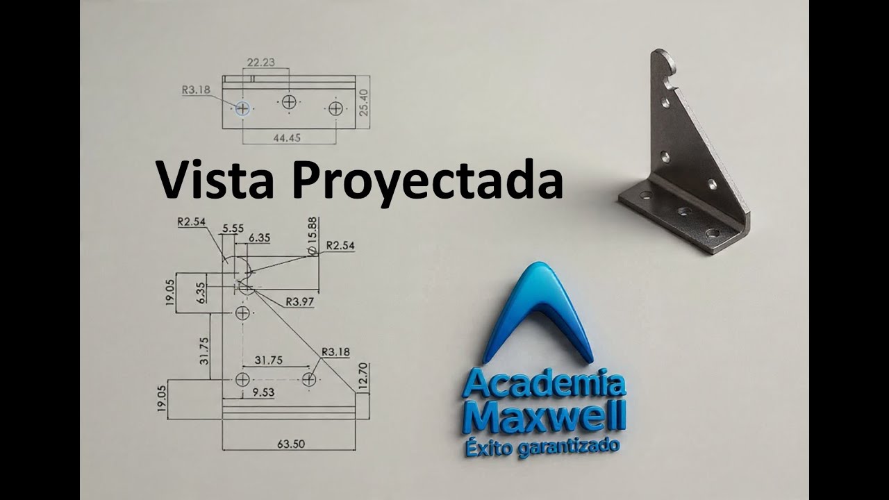Solidworks: VISTA PROYECTADA en dibujo 2D - YouTube
