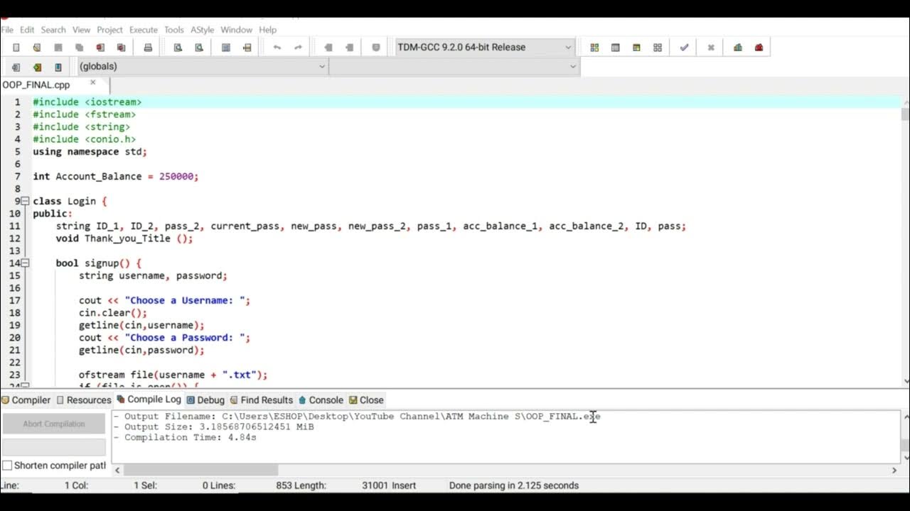 ATM Machine System | C++ | OOP | Bank System Project - YouTube