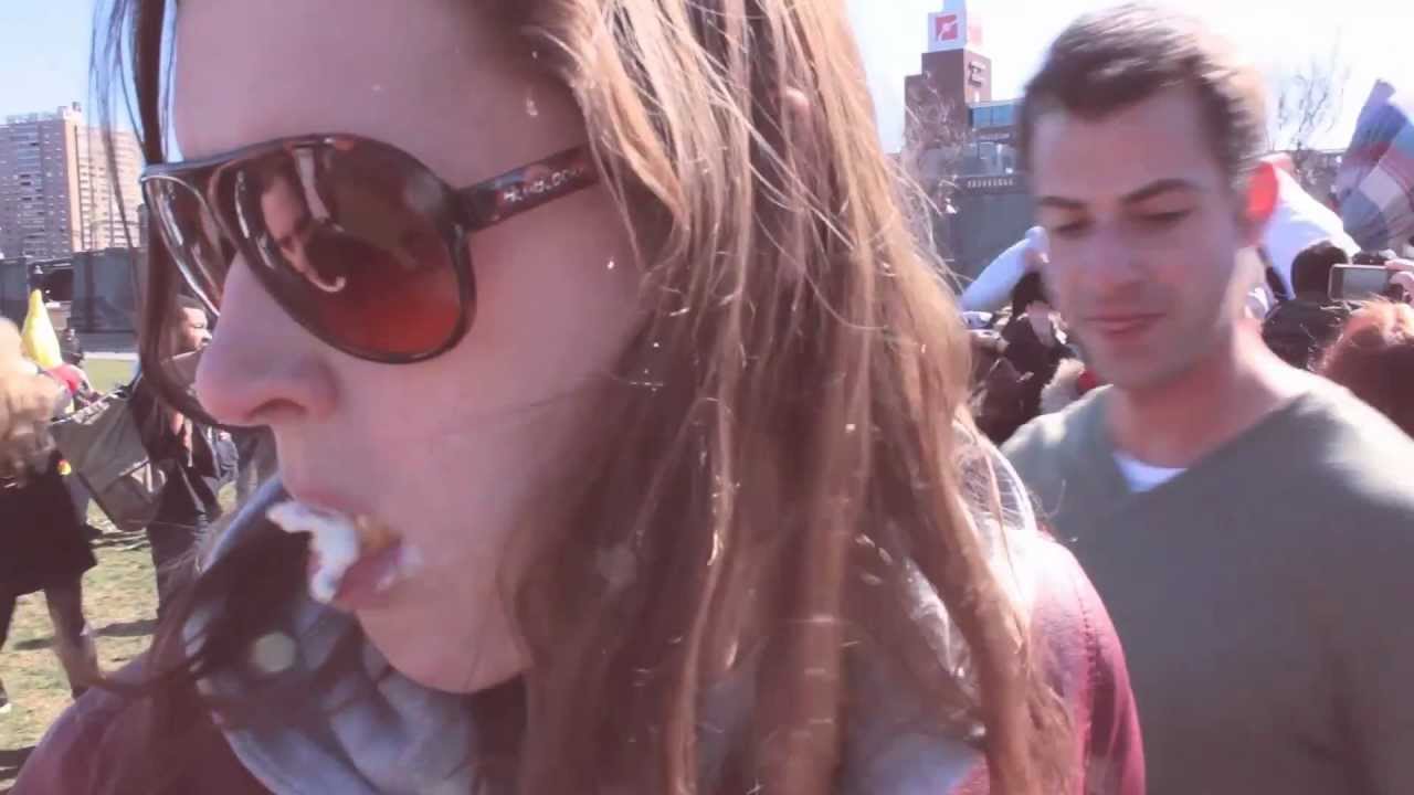 Sexy Cannoli Girl at Boston's International Sexy Pillow Fight Day - YouTube