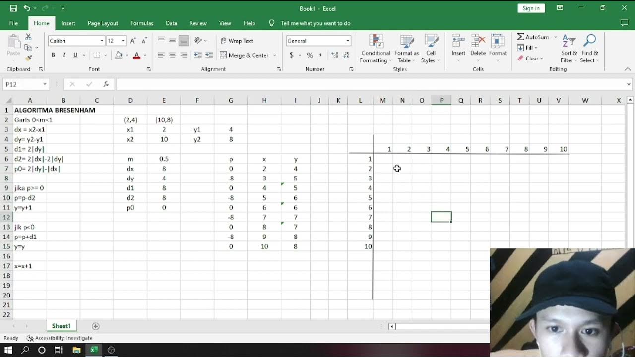 Membuat garis dengan algoritma bresenham serta implementasi nya dengan p5js - YouTube