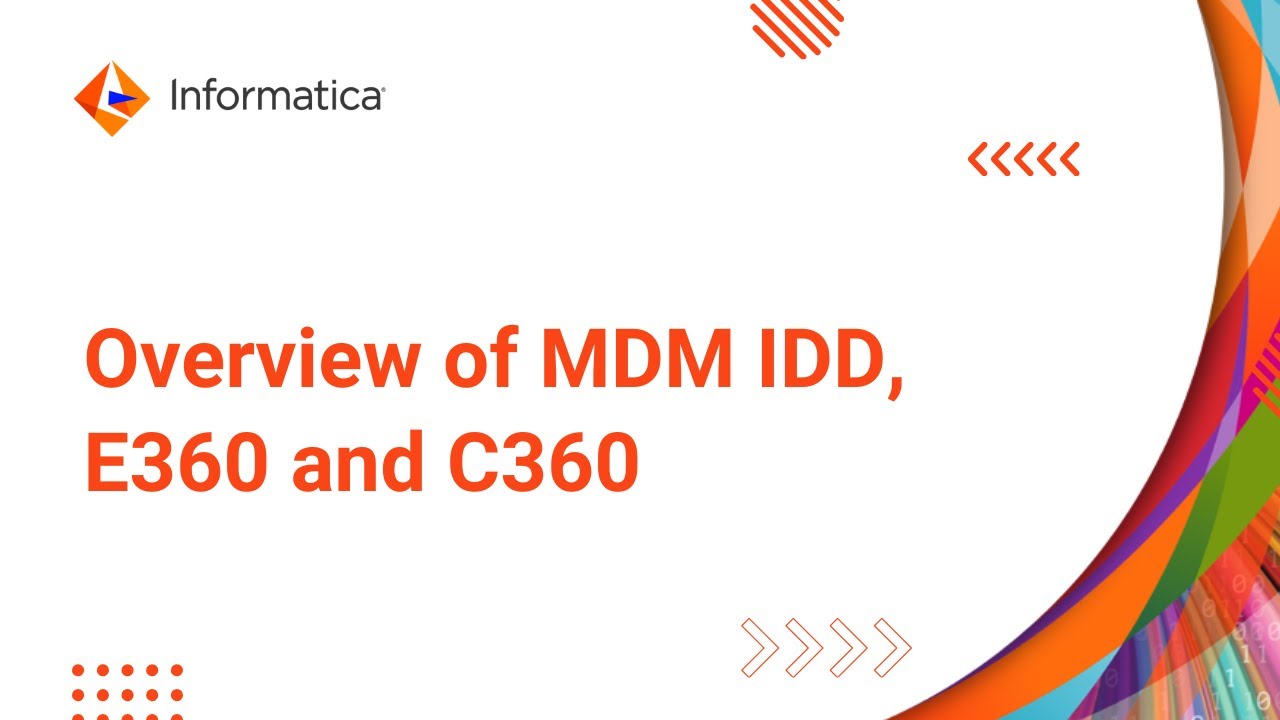 Overview of MDM IDD, E360 and C360 - YouTube