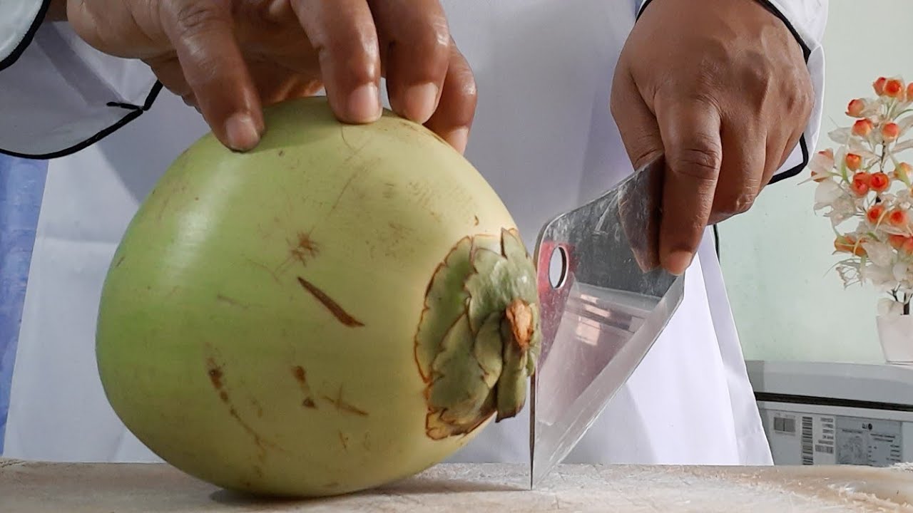 How To Cut Open A green Coconut Home? - YouTube