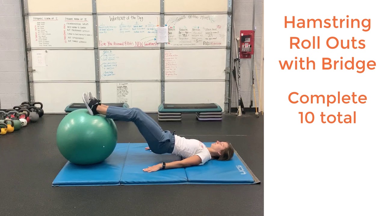 Hamstring Roll Outs with Bridge - YouTube