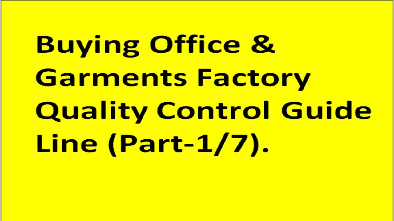 Garments Quality Control Guide part-1/Quality Control Guide line - YouTube