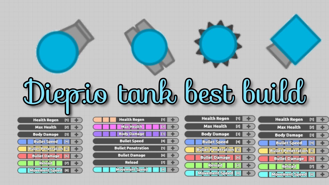 Diep.io Tank Best Build Remake.ver/다이피오 각 탱크 별 가장 좋은 빌드 리메이크 버전 - YouTube
