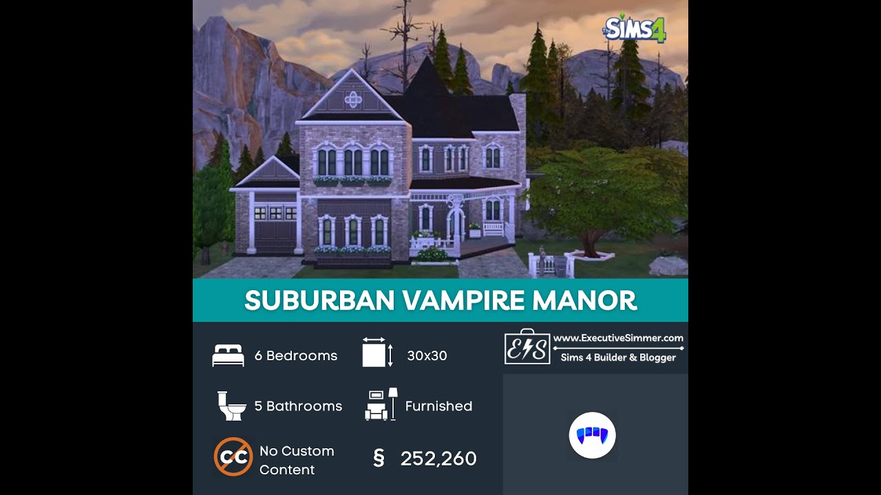 Sims 4 Build: Suburban Vampire Manor by Executive Simmer - YouTube