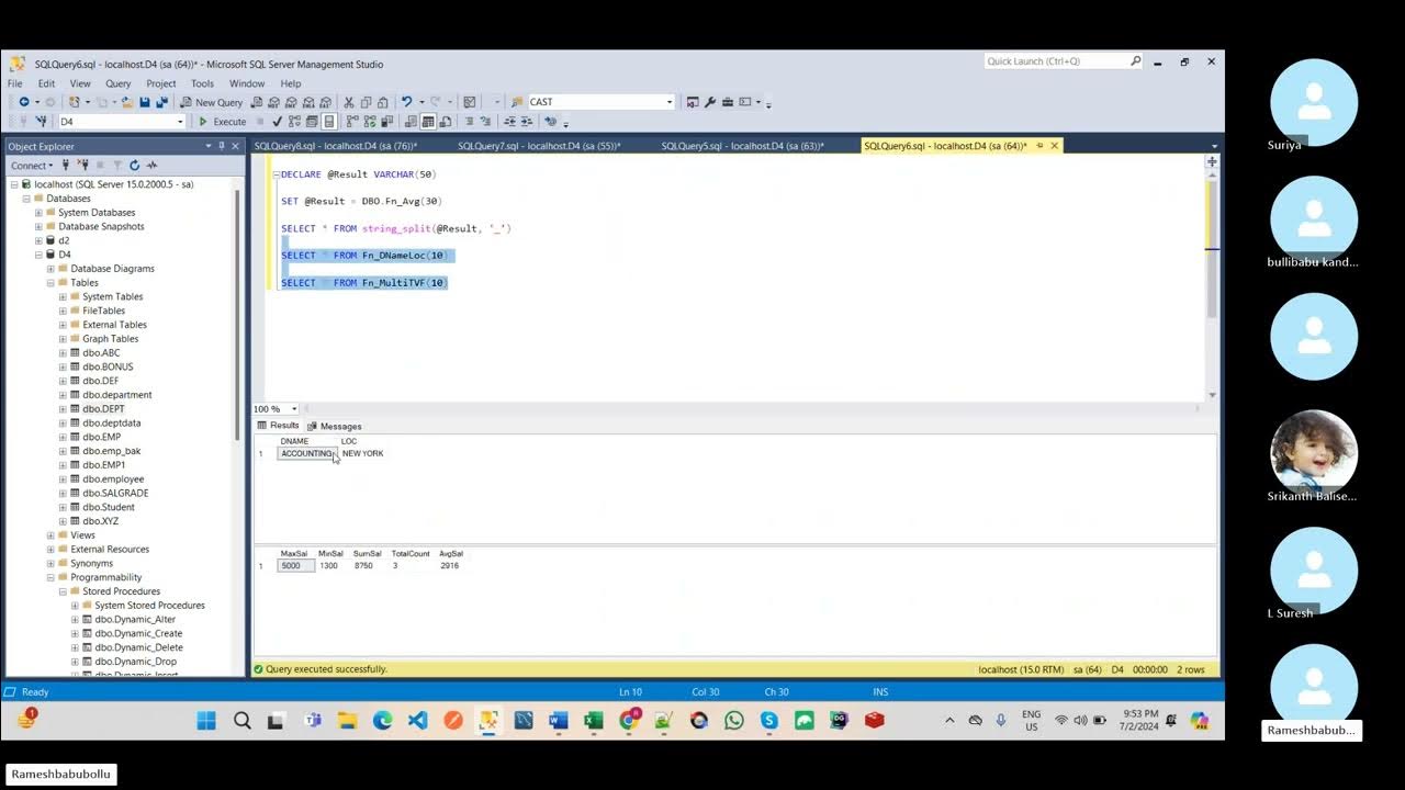 Part 51 - SQL Server - Multistatement table valued Function - Calling Scalar and Inline table ...