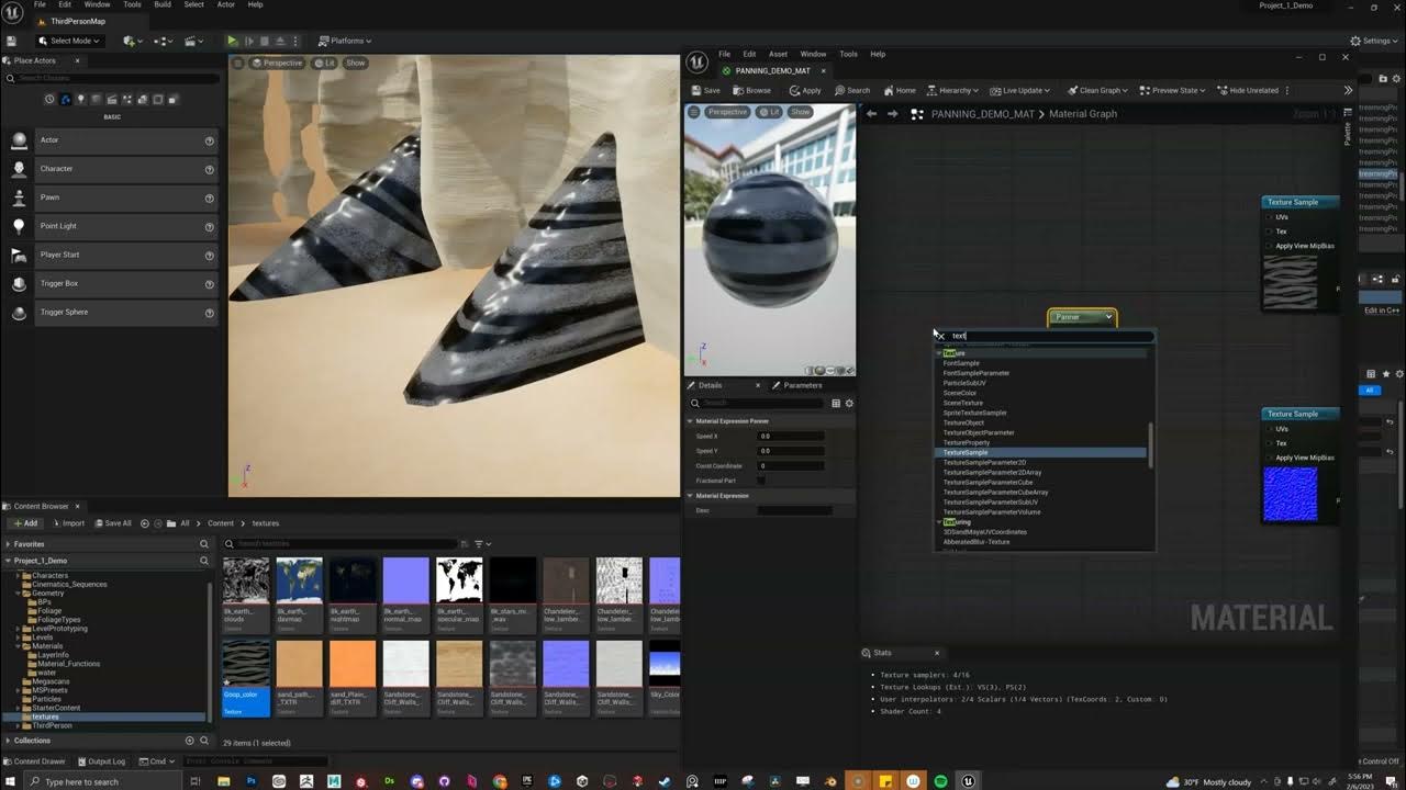 Unreal Demo - Using the Panner node in a material - YouTube