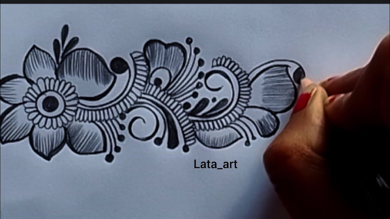 Beautiful pencil shading mehndi design / mehndi design pencil drawing ...