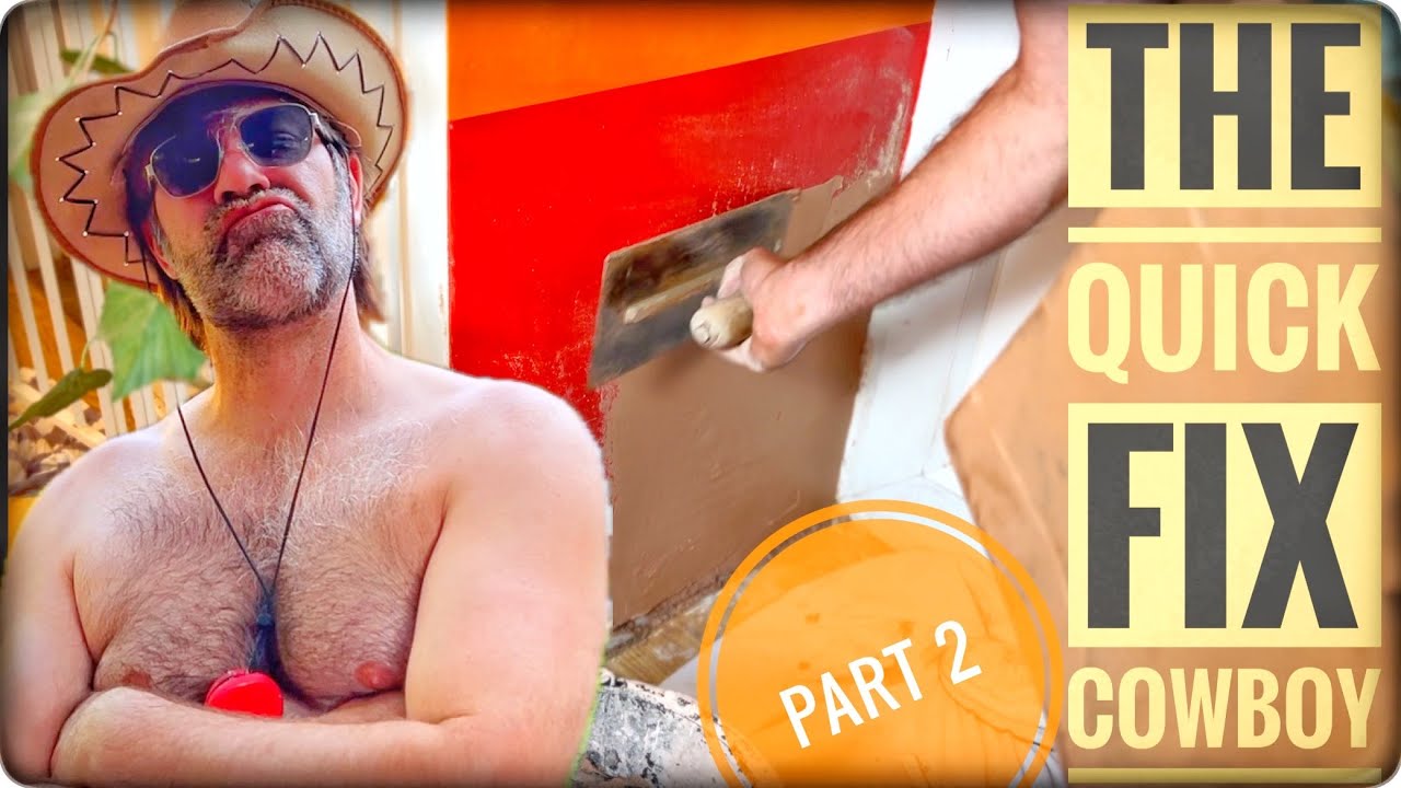 THE QUICK FIX COWBOY plastering patching up , broken soil pipe part 2. how to repair a big hole ...