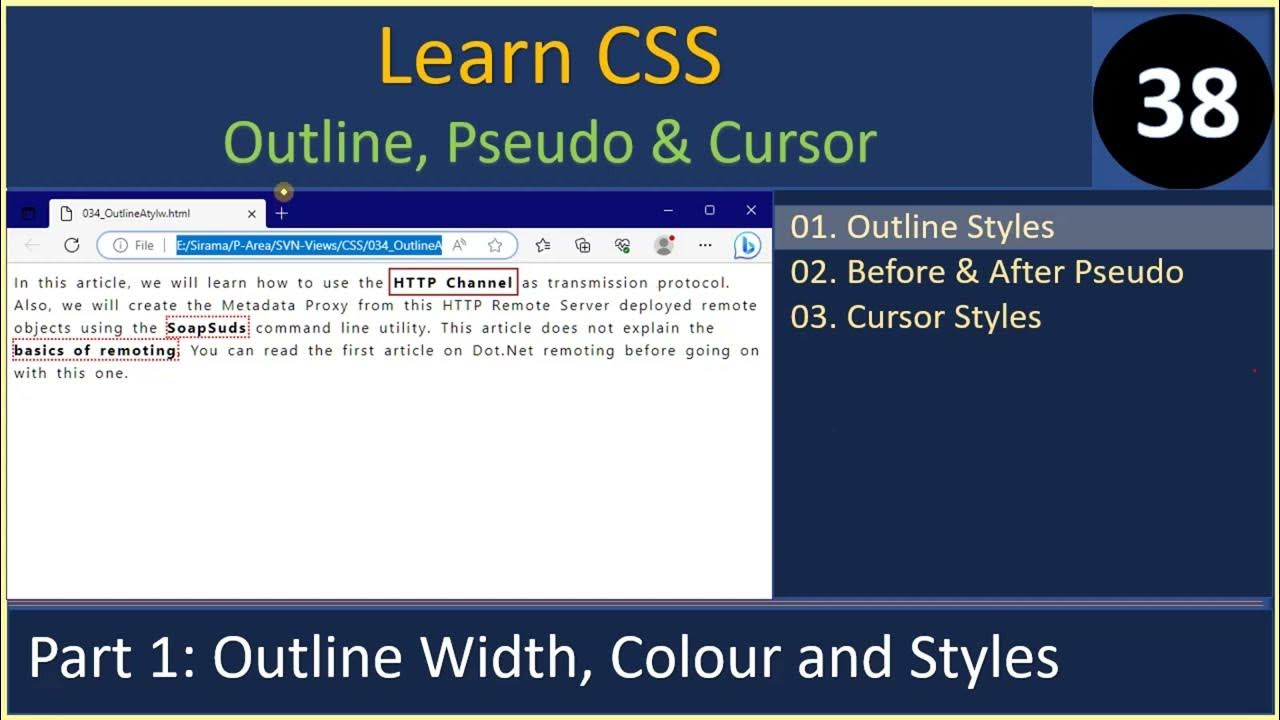 Outline, Pseudo, Cursor | Part 1 - CSS Outline Style | CSS Tutorial #38 - YouTube