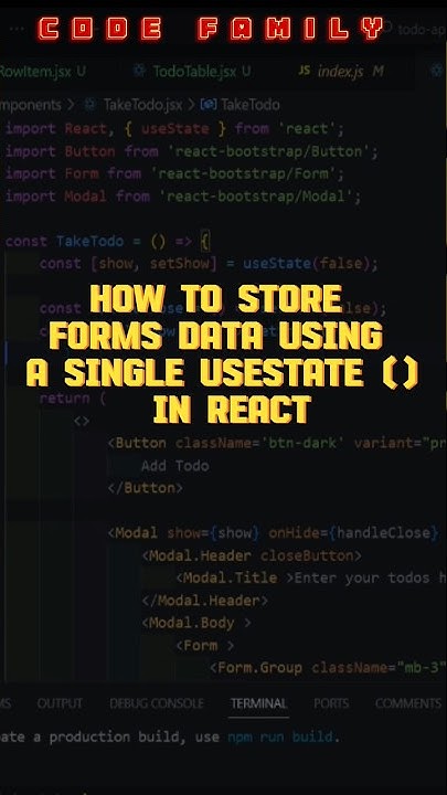 how to store forms data using a single useState in React js #coding ...