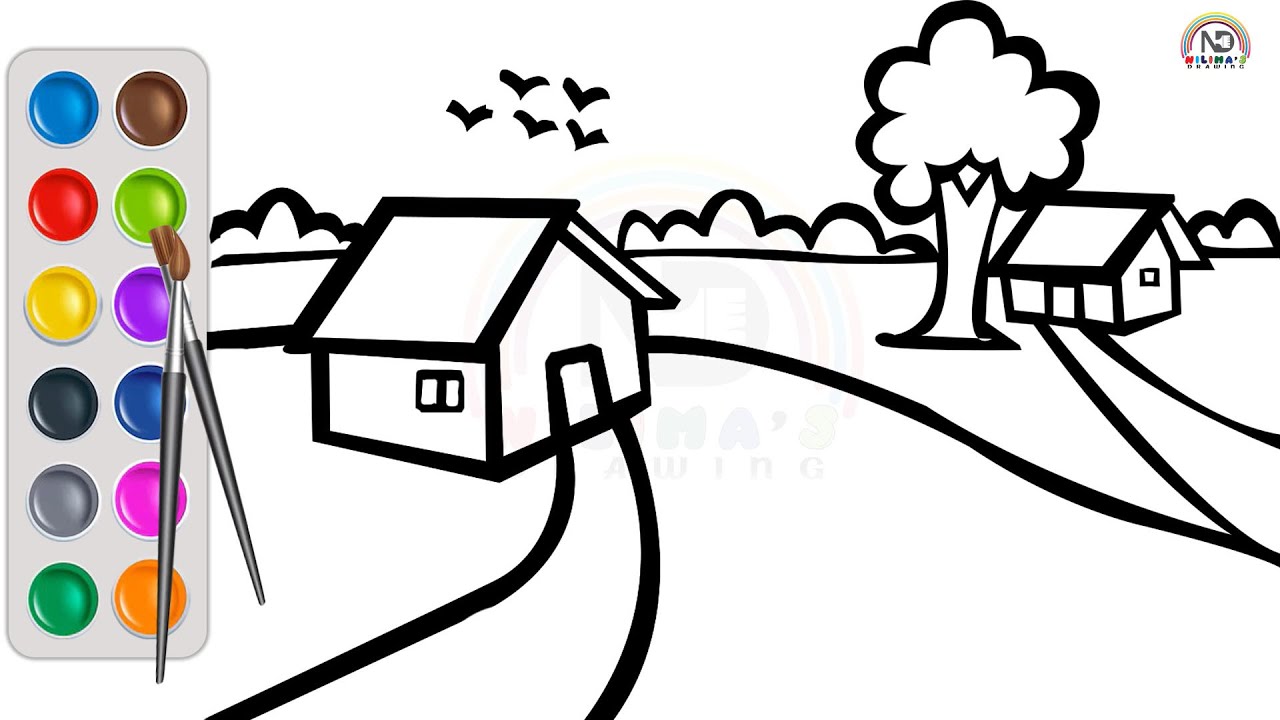 Drawing Easy scenery For Kids | Small Scenery Draw | Nilima's Drawing ...