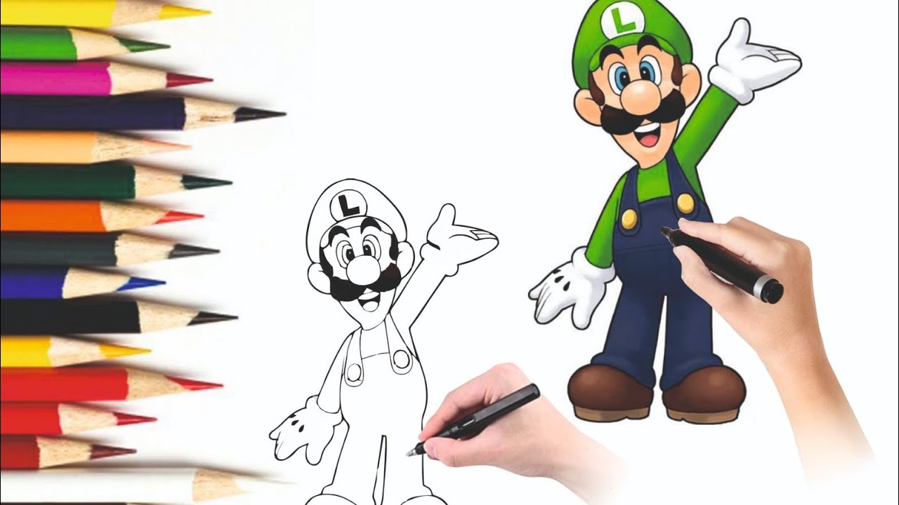 How to Draw Luigi from Mario - Step-by-Step Tutorial #drawingguide ...