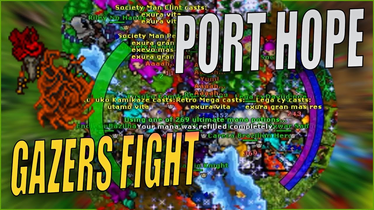 Tibia War - Ardera - Port Hope - Gazer Spectres Fight - YouTube