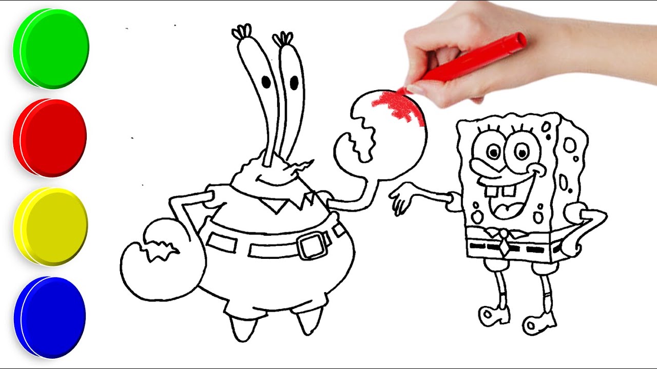 Pertemuan SpongeBob & Tuan Krab | Belajar menggambar dan mewarnai ...