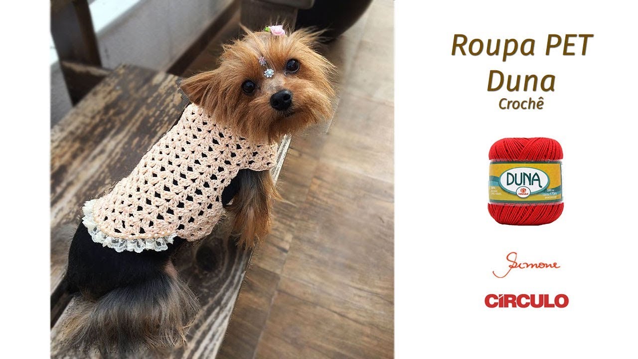 Roupa PET de Crochê passo a passo Prof. Simone Eleotério moda pet - YouTube