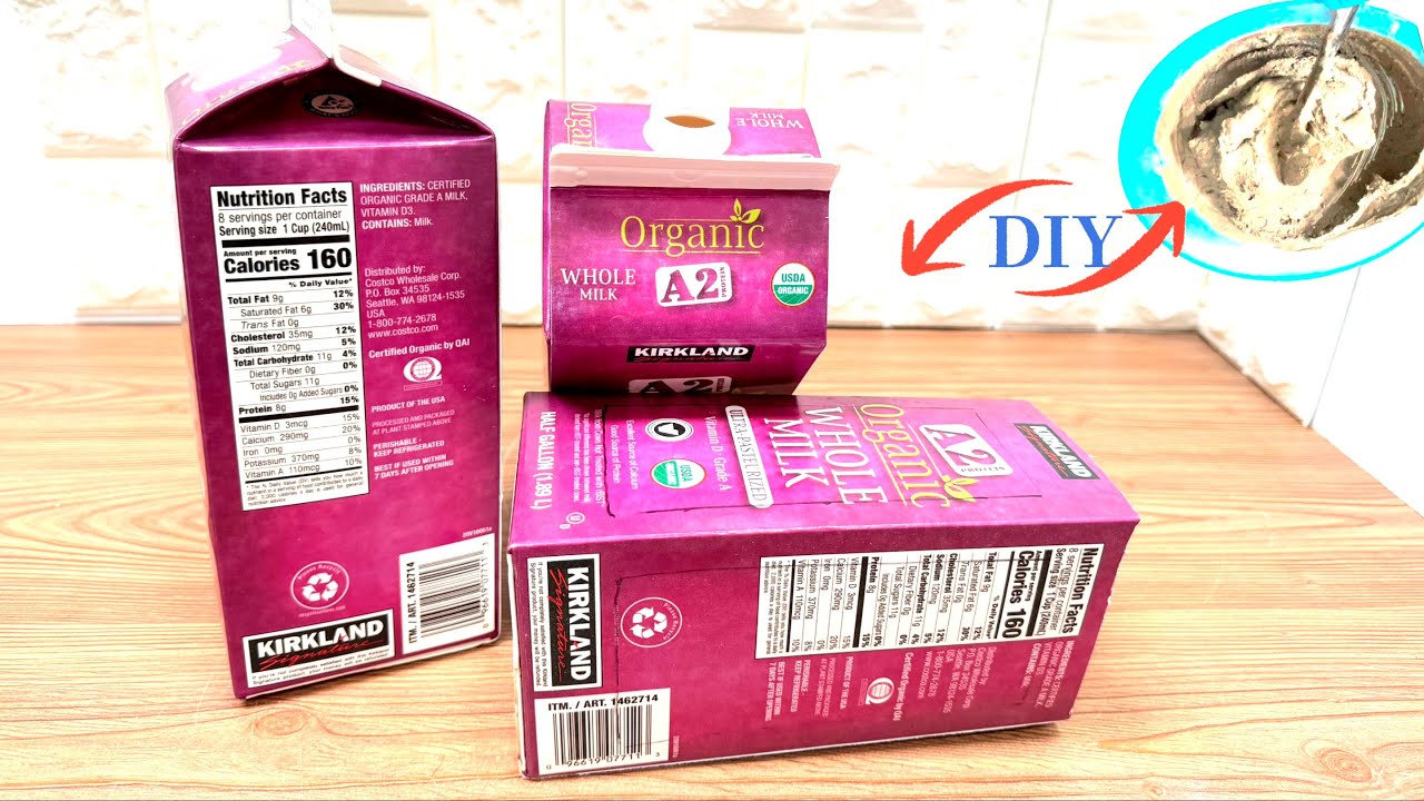 Vase Idea MILK CARTON BOXes & Cement | Recycle Milk Carton Box | Home ...
