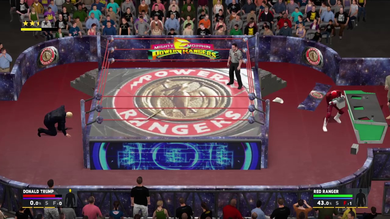 WWE 2K17 Red Ranger VS Donald Trump In A Extreme Rules Match - YouTube